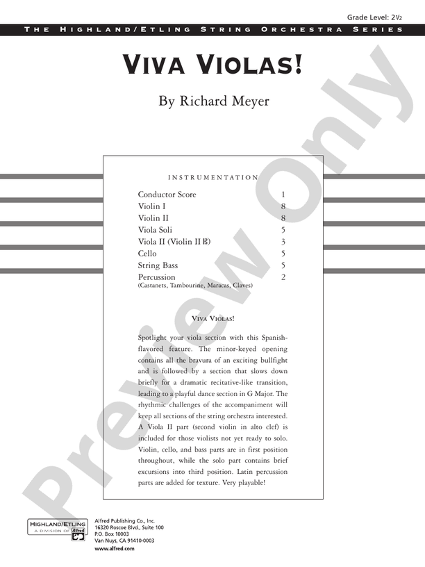 Viva Violas!: Score: String Orchestra Score - Digital Sheet Music Download