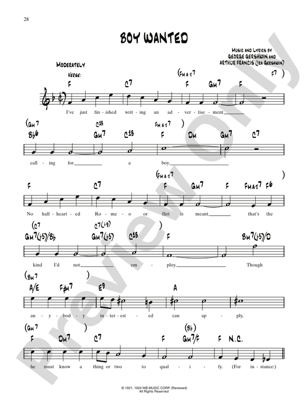 Boy Wanted (1924): Guitar: George Gershwin - Digital Sheet Music Download