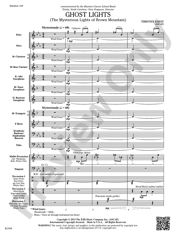 Ghost Lights: Score: Concert Band Score: Timothy Loest - Digital Sheet ...