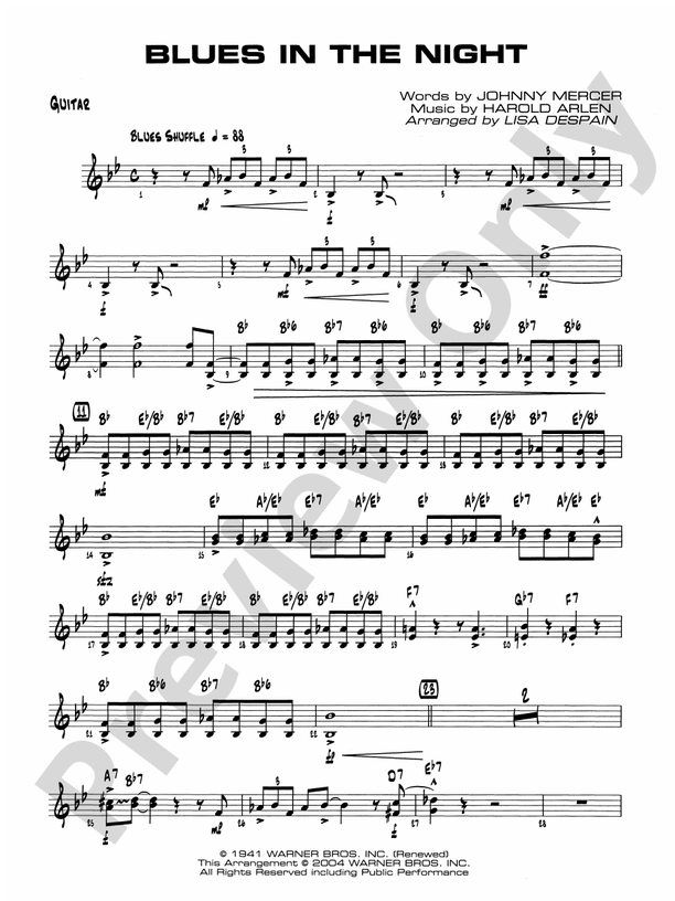 Blues in the Night: Guitar: Guitar Part - Digital Sheet Music Download