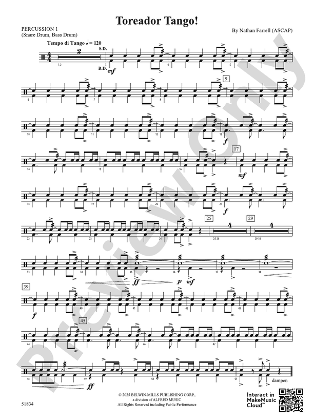 Toreador Tango!: 1st Percussion: 1st Percussion Part - Digital Sheet ...