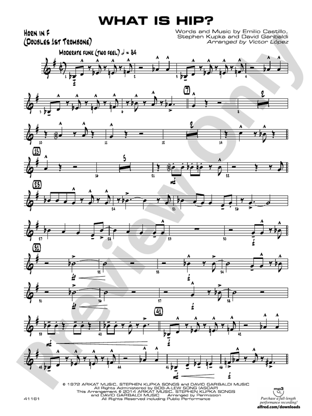 What Is Hip: 1st F Horn: 1st F Horn Part - Digital Sheet Music Download