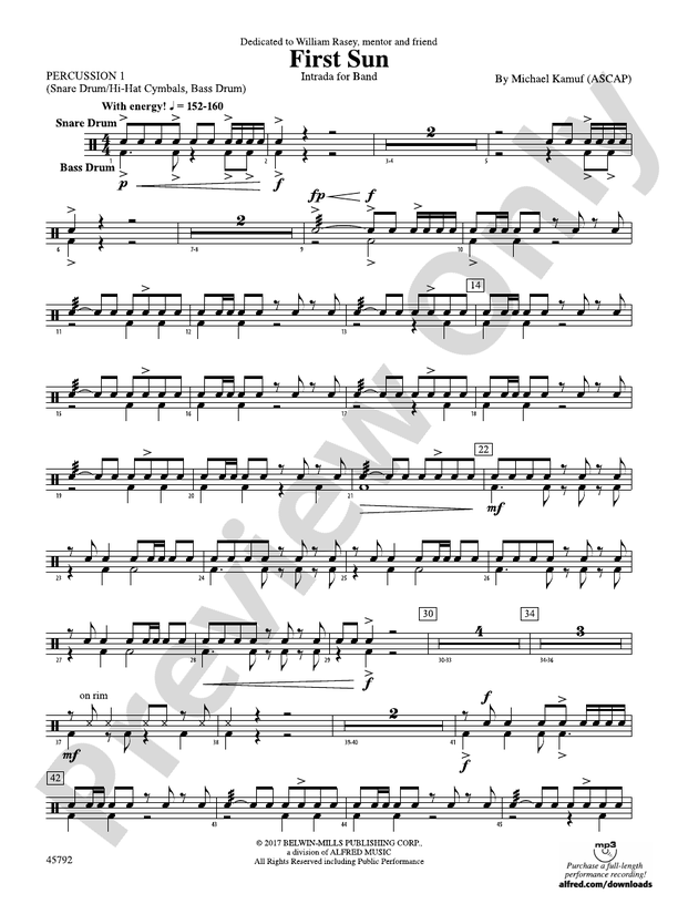 First Sun: 1st Percussion: 1st Percussion Part - Digital Sheet Music ...