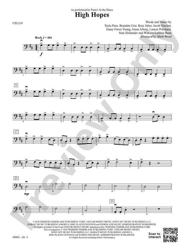 High Hopes: Cello - Grade 3: Cello - Grade 3 Part - Digital Sheet Music ...