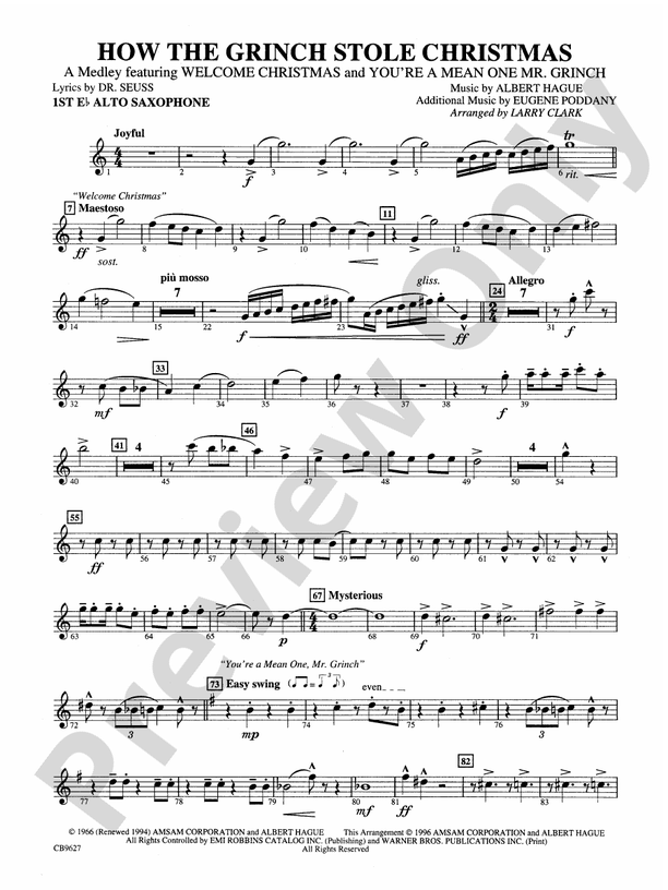 How the Grinch Stole Christmas: E-flat Alto Saxophone: E-flat Alto ...