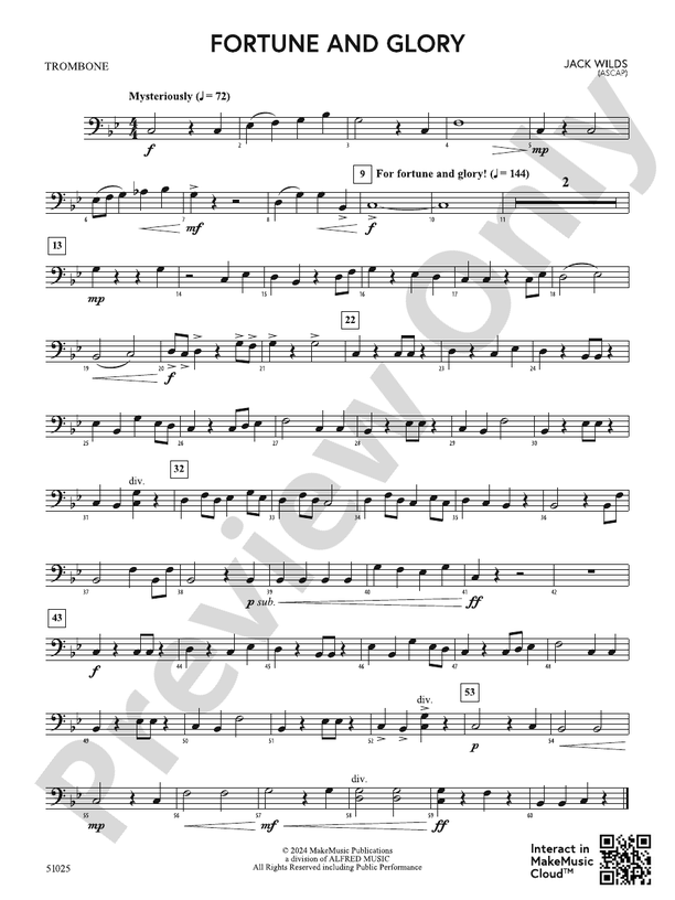 Fortune and Glory: 1st Trombone: 1st Trombone Part - Digital Sheet ...