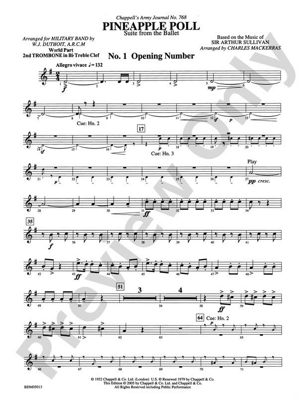 Pineapple Poll (Suite from the Ballet): (wp) 2nd B-flat Trombone T.C.: (wp) 2nd B-flat Trombone ...