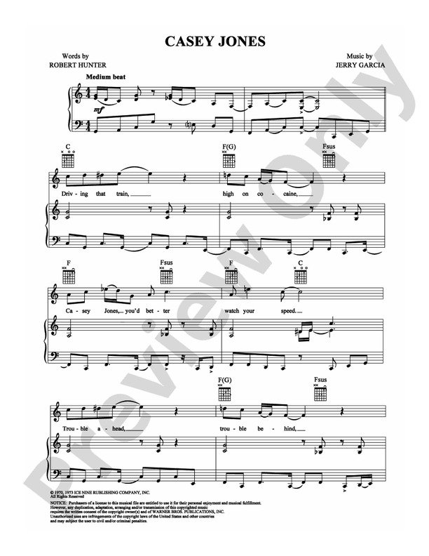 Casey Jones: Piano/Vocal/Chords: Grateful Dead - Digital Sheet Music ...