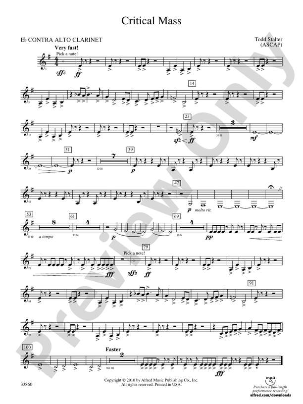 Critical Mass: (wp) E-flat Contrabass Clarinet: (wp) E-flat Contrabass Clarinet World Part ...