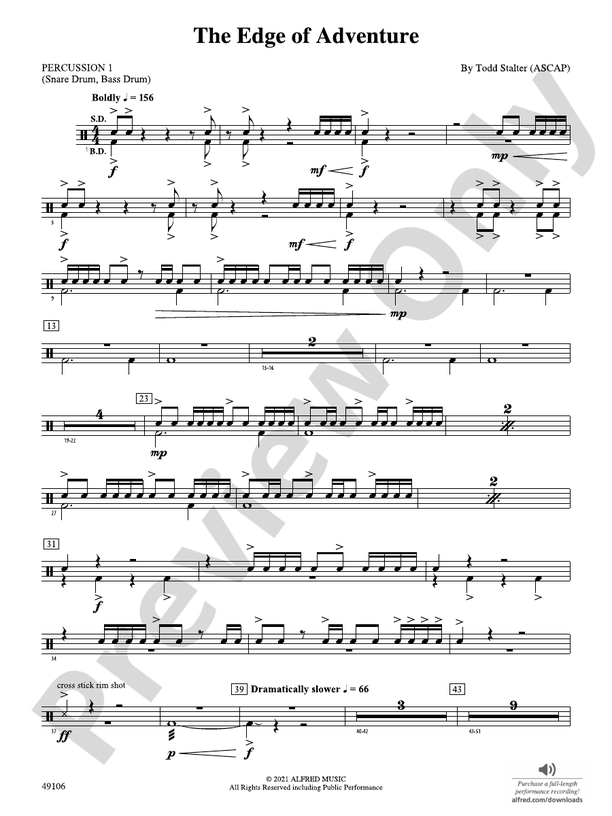 The Edge of Adventure: 1st Percussion: 1st Percussion Part - Digital ...