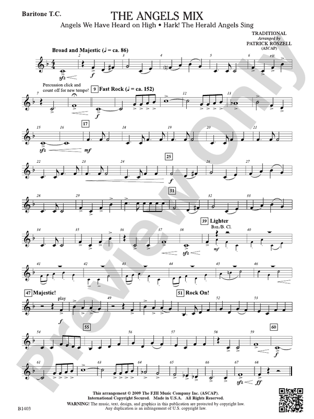 The Angels Mix: Baritone T.C.: Baritone T.C. Part - Digital Sheet Music ...
