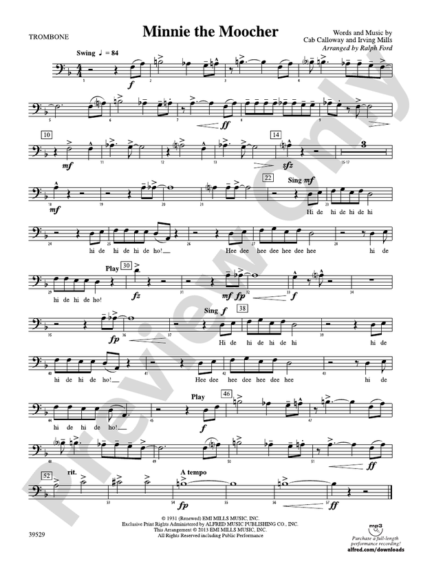 Minnie the Moocher: 1st Trombone: 1st Trombone Part - Digital Sheet ...