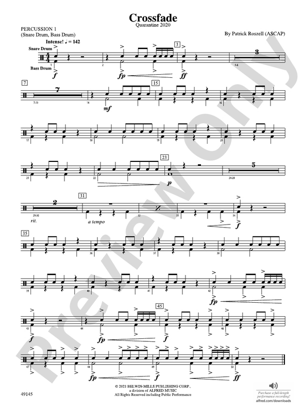 Crossfade: 1st Percussion: 1st Percussion Part - Digital Sheet Music Download