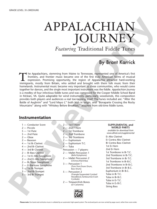 Appalachian Journey: Concert Band Conductor Score & Parts: Brant ...