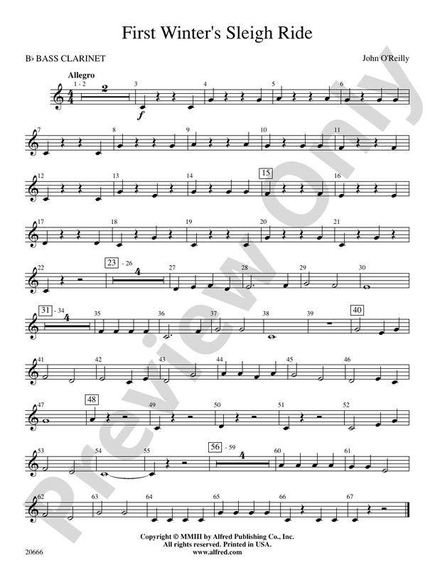 First Winter's Sleigh Ride: B-flat Bass Clarinet: B-flat Bass Clarinet ...