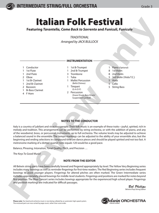 Italian Folk Festival: Score: Full Orchestra Score - Digital Sheet ...