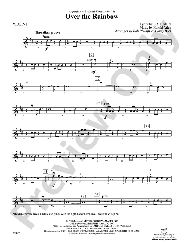 Over the Rainbow: 1st Violin: 1st Violin Part - Digital Sheet Music ...
