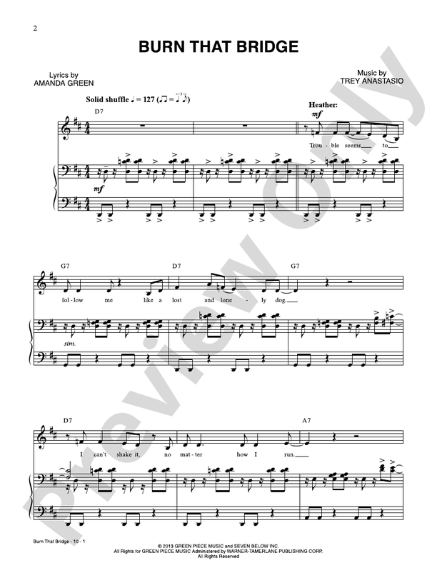 Burn That Bridge: Piano/Vocal/Chords: Trey Anastasio - Digital Sheet ...