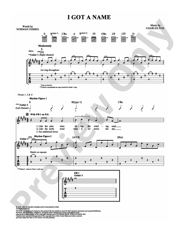 I Got a Name: Guitar TAB: Jim Croce - Digital Sheet Music Download
