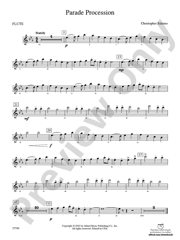 Parade Procession: Flute: Flute Part - Digital Sheet Music Download