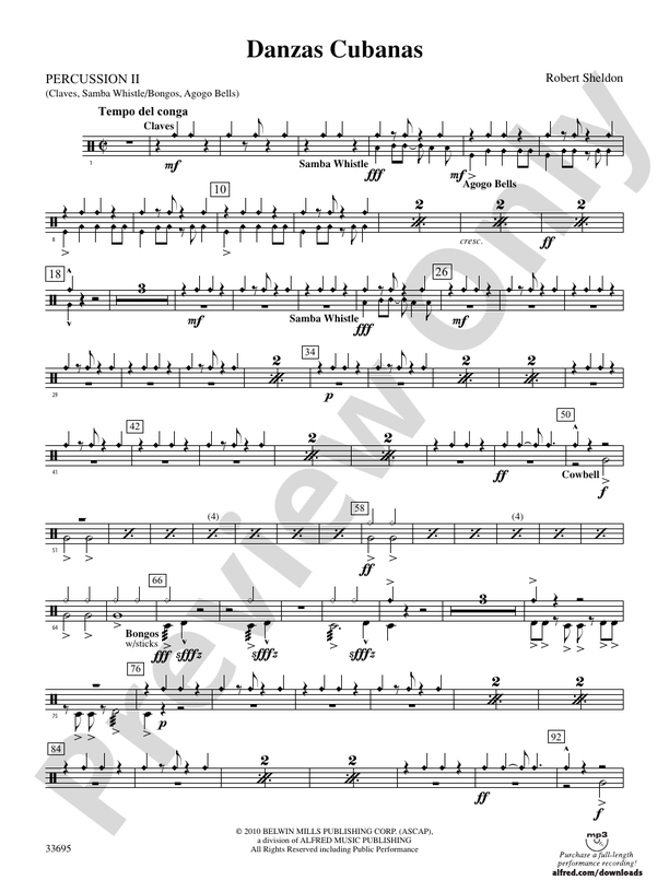 Danzas Cubanas: 2nd Percussion: 2nd Percussion Part - Digital Sheet Music Download