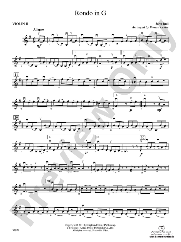 Rondo in G: 2nd Violin: 2nd Violin Part - Digital Sheet Music Download