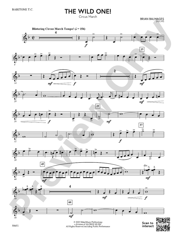 The Wild One!: Baritone T.C.: Baritone T.C. Part - Digital Sheet Music ...