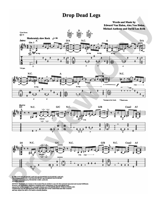 Drop Dead Legs: Guitar TAB: Van Halen - Digital Sheet Music Download