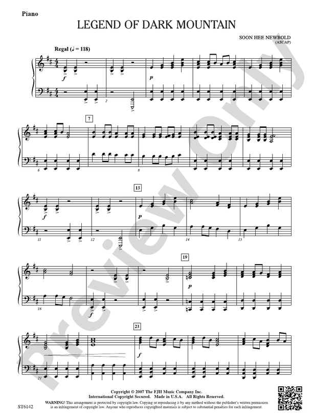 Legend of Dark Mountain: Piano: Piano Part: Soon Hee Newbold - Digital ...