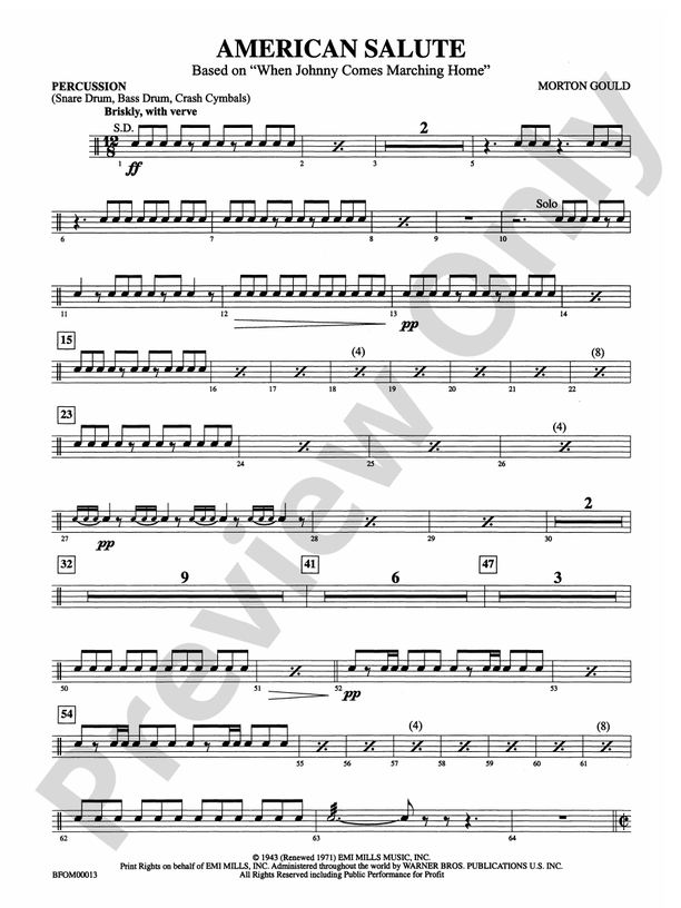 American Salute: 1st Percussion: 1st Percussion Part - Digital Sheet ...