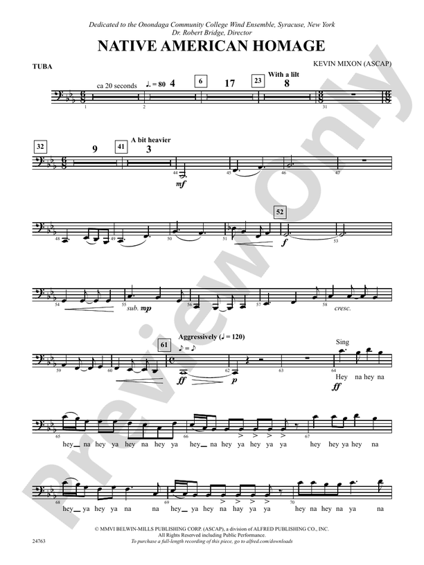 Native American Homage: Tuba: Tuba Part - Digital Sheet Music Download