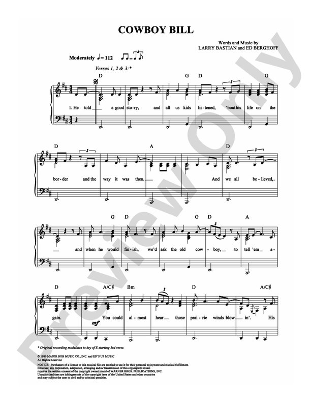 Cowboy Bill: Piano/Vocal/Chords: Garth Brooks - Digital Sheet Music ...