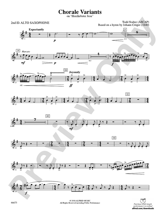 Chorale Variants 2nd E Flat Alto Saxophone 2nd E Flat Alto Saxophone