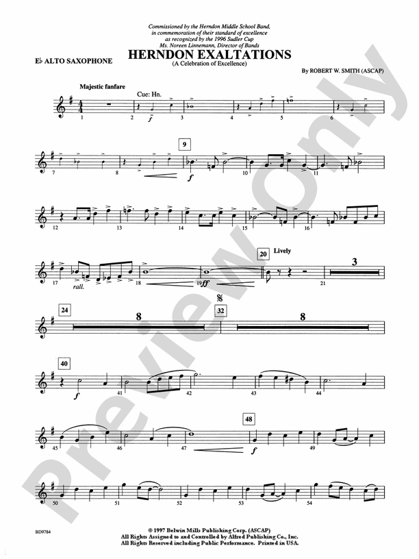 Herndon Exaltations (A Celebration of Excellence): E-flat Alto Saxophone: E-flat Alto Saxophone ...