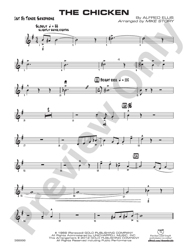 The Chicken: B-flat Tenor Saxophone: B-flat Tenor Saxophone Part ...