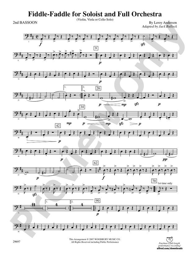 Fiddle-Faddle for Soloist and Full Orchestra: 2nd Bassoon: 2nd Bassoon Part - Digital Sheet ...