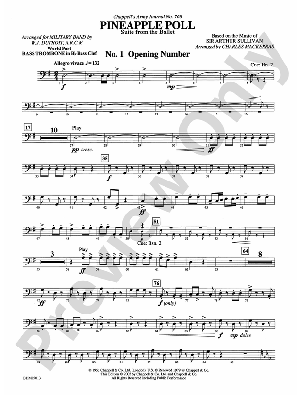 Pineapple Poll (Suite from the Ballet): (wp) 3rd B-flat Trombone B.C ...