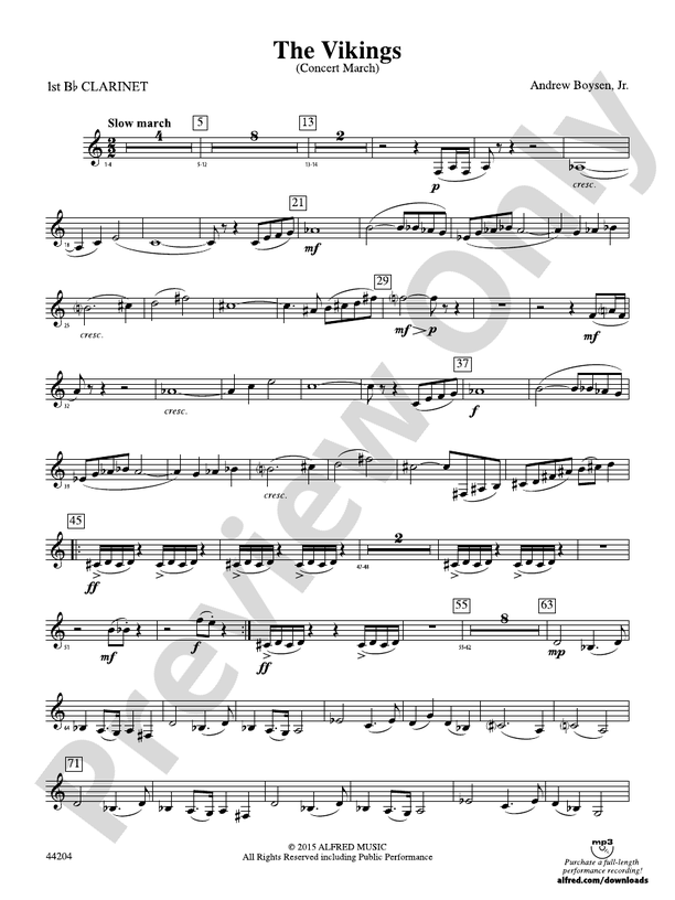 The Vikings: 1st B-flat Clarinet: 1st B-flat Clarinet Part - Digital ...