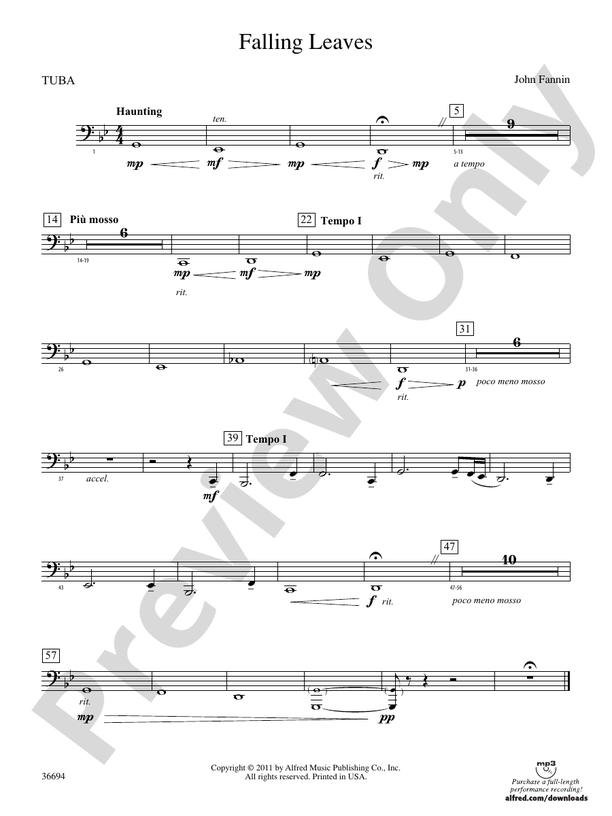 Falling Leaves: Tuba: Tuba Part - Digital Sheet Music Download