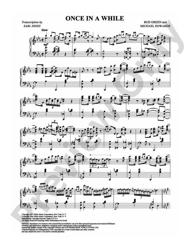 Once in a While: Piano: Earl Hines - Digital Sheet Music Download