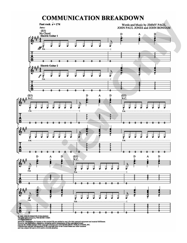 Communication Breakdown: Guitar TAB: Led Zeppelin - Digital Sheet Music ...