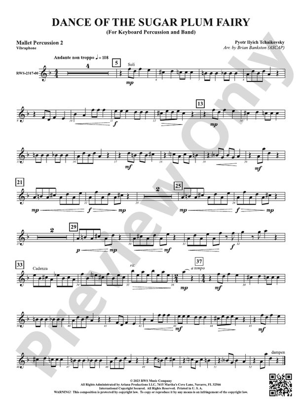 Dance of the Sugar Plum Fairy - For Keyboard Percussion and Band: 2nd ...