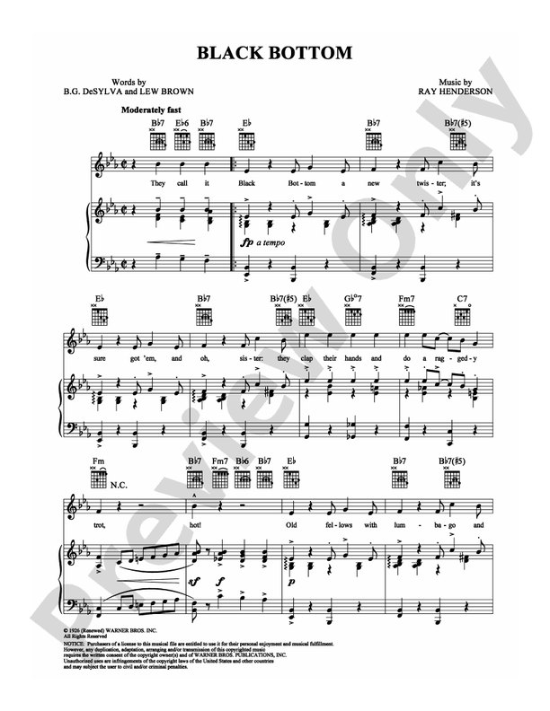 Black Bottom: Piano/Vocal/Chords: Ray Henderson - Digital Sheet Music ...