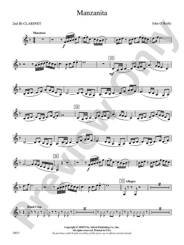 Manzanita: 2nd B-flat Clarinet: 2nd B-flat Clarinet Part - Digital Sheet Music Download