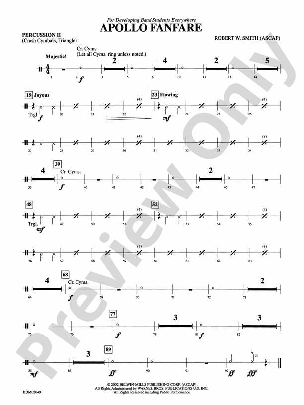 Apollo Fanfare: 2nd Percussion: 2nd Percussion Part - Digital Sheet Music Download