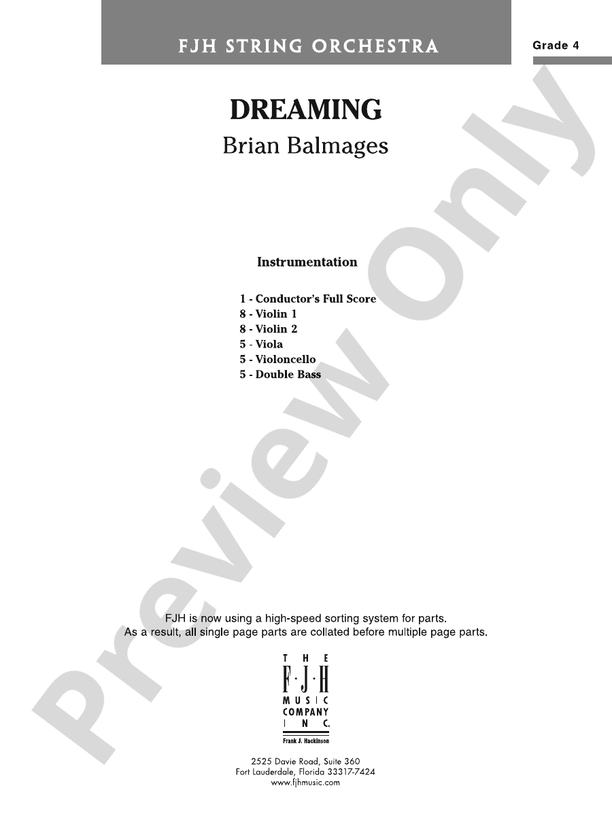 Dreaming: Score: String Orchestra Score: Brian Balmages - Digital Sheet Music Download