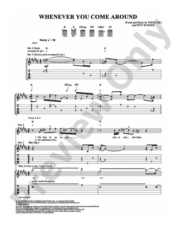 Whenever You Come Around: Guitar TAB: Vince Gill - Digital Sheet Music ...