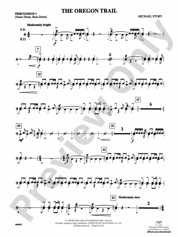 The Oregon Trail: 1st Percussion: 1st Percussion Part - Digital Sheet ...