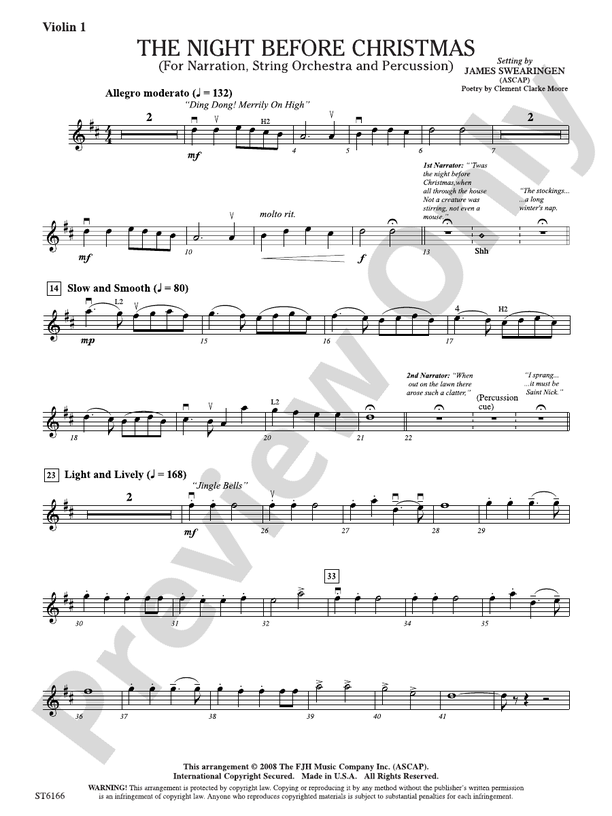 The Night Before Christmas (for Narration, String Orchestra, and ...