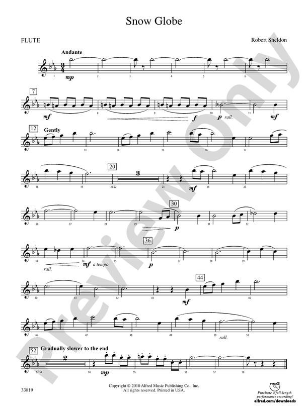 Snow Globe: Flute: Flute Part - Digital Sheet Music Download